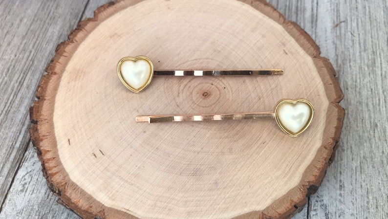 White Heart Hair Pin Heart Bobby Pin Womens Hair Pin | Etsy