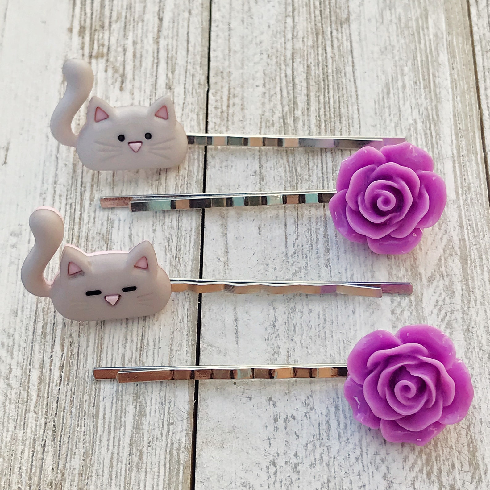 Cat Hair Pins, Decorative Hair Pins, Flower Bobby Pins, Womens Hair ...