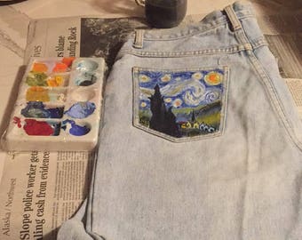 Painted jean pockets | Etsy