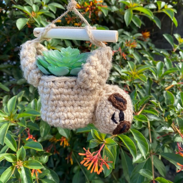 Sloth Crochet Plant Holder - Etsy