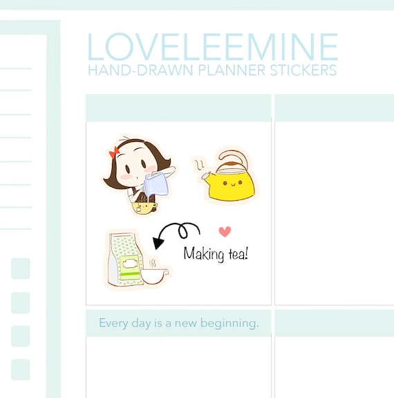 Tea Kettle Planner Stickers Stickers, Labels & Tags Paper & Party ...