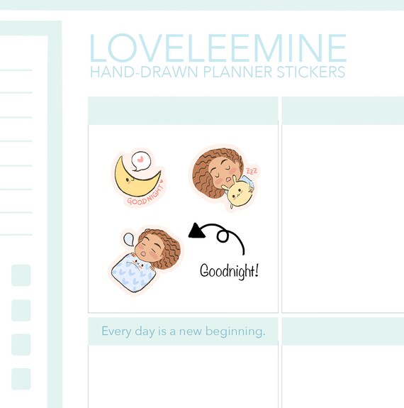Cilla Goodnight Sleeping Night Moon Planner Stickers | Etsy