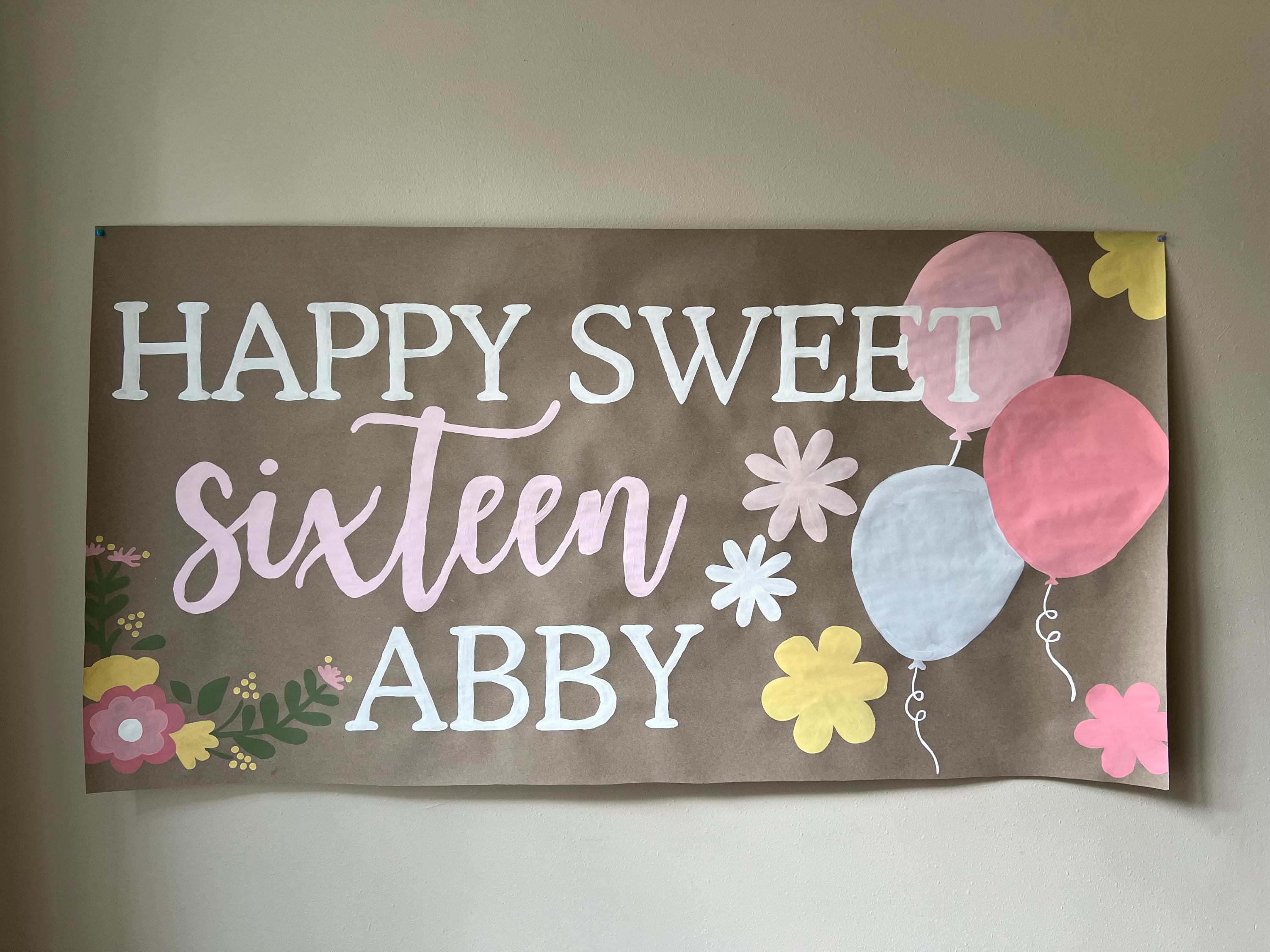 Paper Birthday Banner Teenager Banner Party Decorations Floral Banner ...