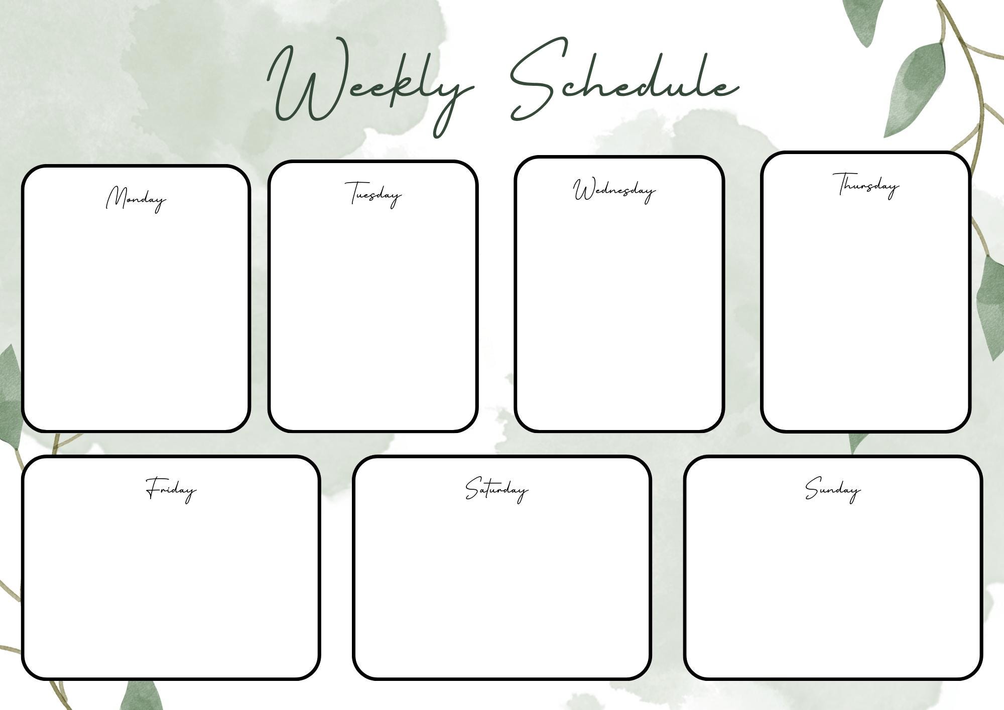 Digital Weekly Schedule - Etsy