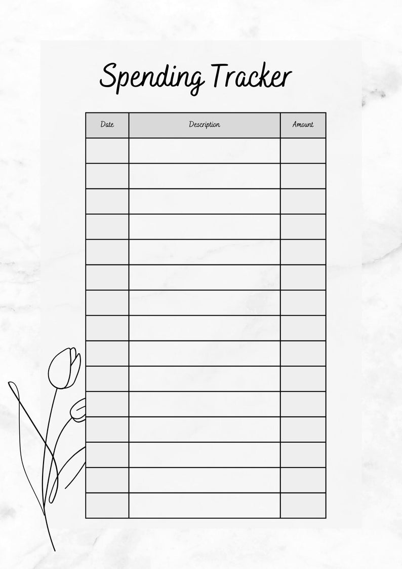 Spending Tracker Log - Etsy