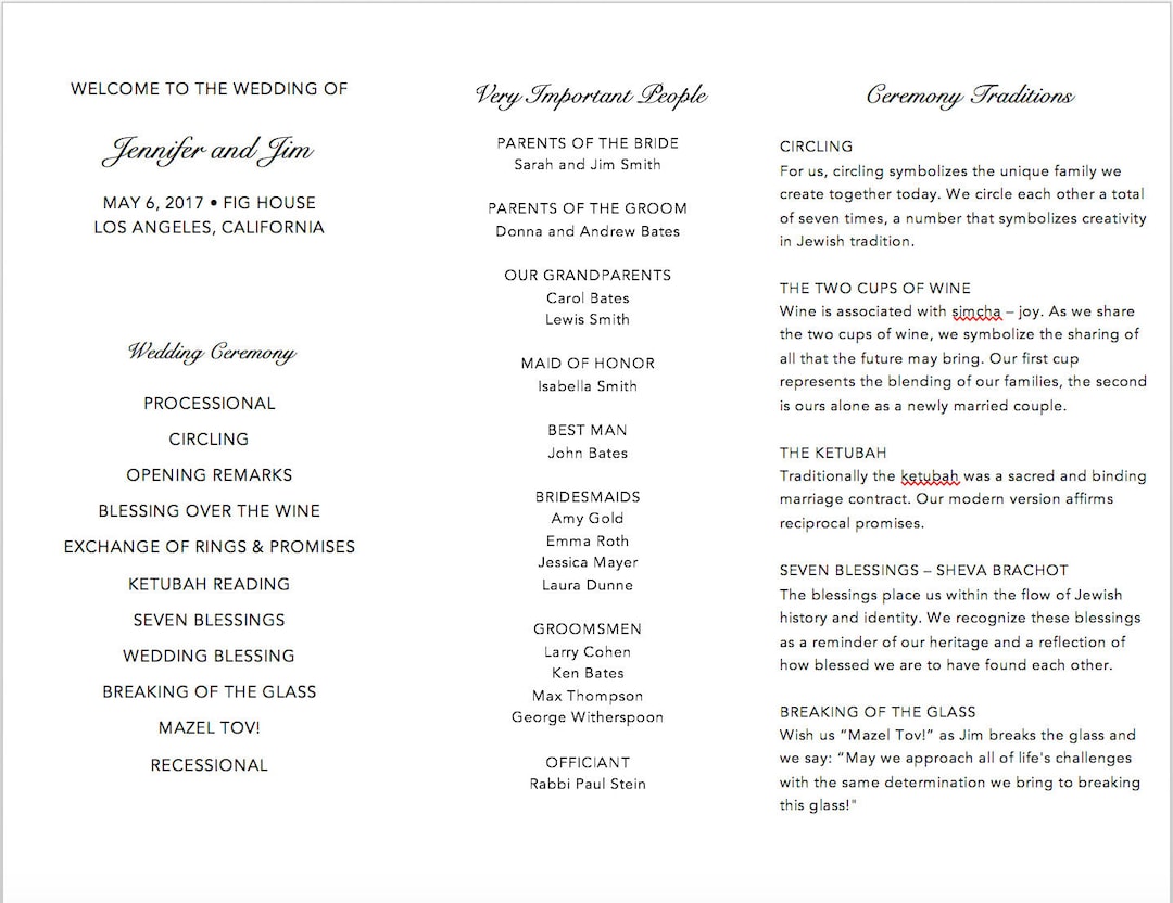 Modern Tri-fold Wedding Program and Event Program Template Download ...