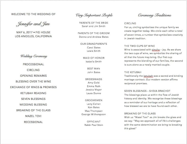 Modern Tri-fold Wedding Program and Event Program Template Download ...