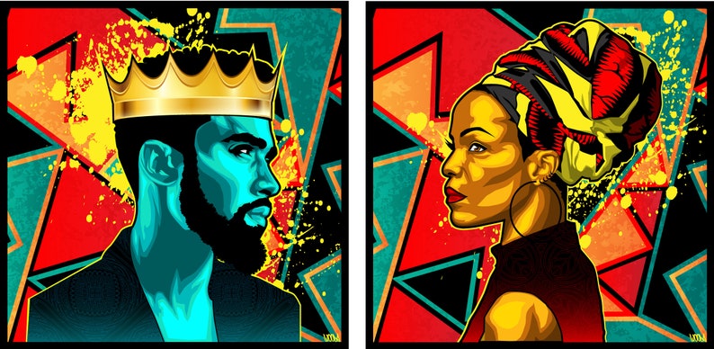 Nubian King & Queen Set Canvas Wrap Wall Art. limited Edition - Etsy