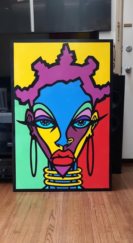 AFRO PUNK: 35X48 Acrylic on Wood Wall Art Wall Art Wood Art Abstract ...
