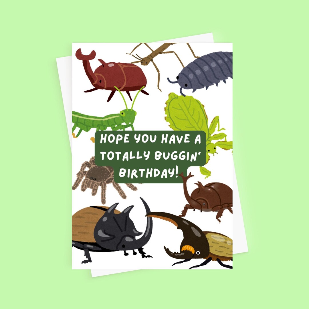 Bug Print Birthday Card | Insect Birthday Card | Entomology Birthday ...