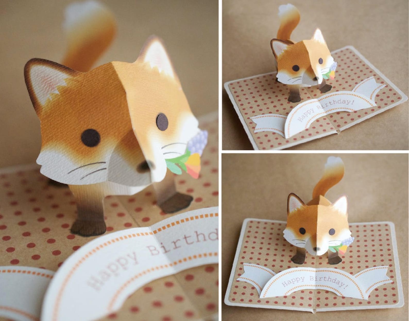 Template__pop-up Card__[fox] (pdf_digital Download File) - Etsy