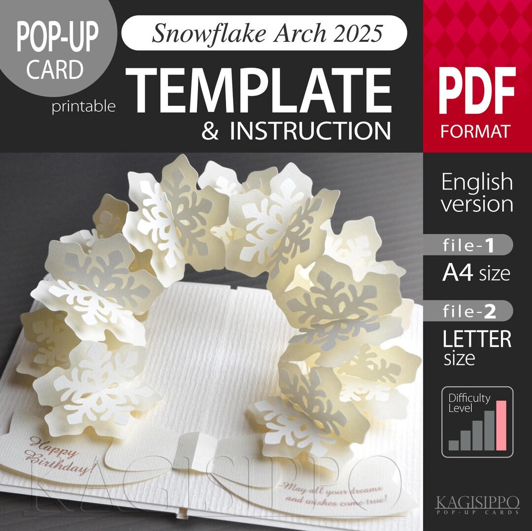 TEMPLATE_ (pdf_digital Download File)_snowflake Arch 2025 _pop-up Card ...