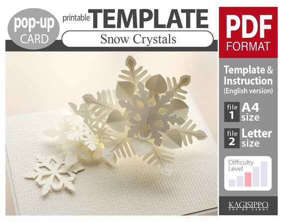Template__pop-up Card__snow Crystals pdf_digital Download | Etsy