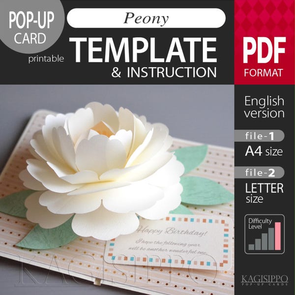 3d Pop up Card Peony - Etsy