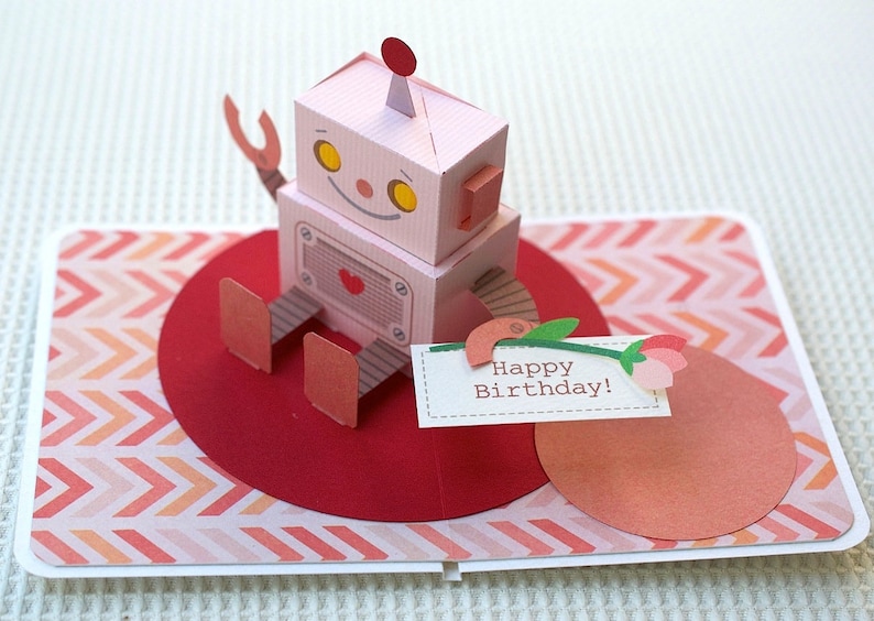 TEMPLATE (PDF Digital Download File)_pop-up Card__toy Robot - Etsy