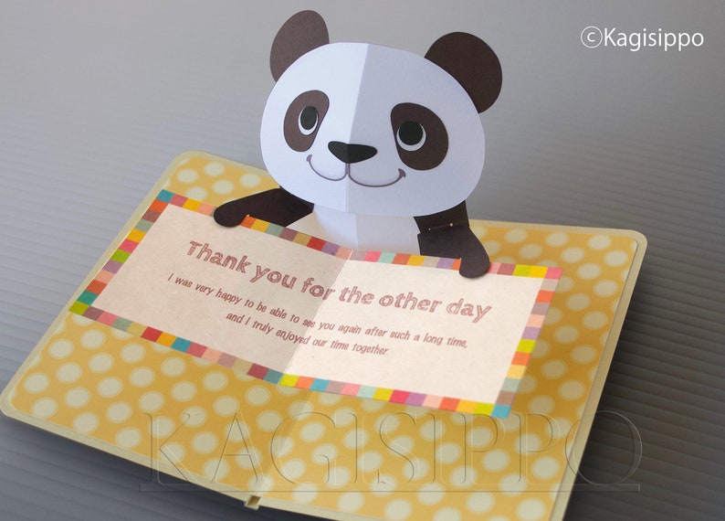 Template__pop-up Card__panda With a Banner (pdf_digital Download File ...