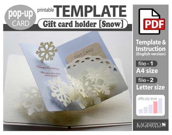 TEMPLATE__pop-up card__Gift card Holder snow PDF_digital | Etsy