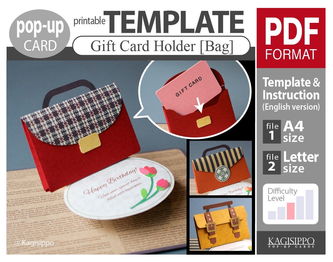 Template__(pop-up Card)_gift Card Holder [BAG] _ (pdf_digital Download ...