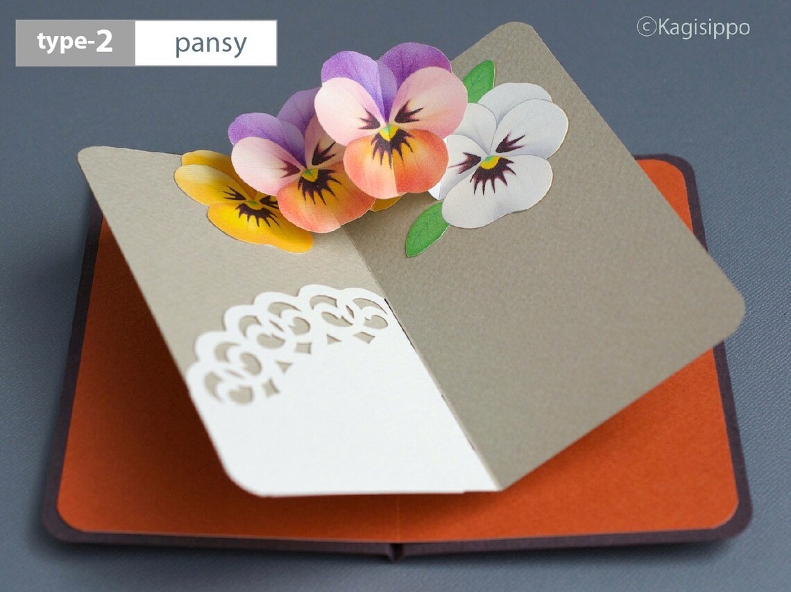 Template gift Card Holder flowers Pop-up Card - Etsy
