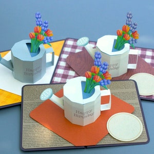 Pattern__pop-up Card__[watering Can Flowers] (pdf_digital Download File ...