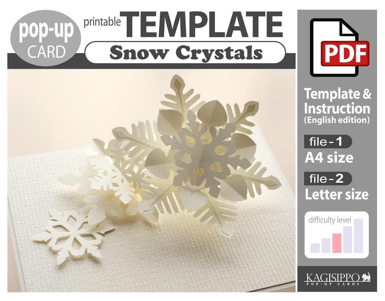 TEMPLATE__pop-up card__Snow Crystals PDF_digital download | Etsy