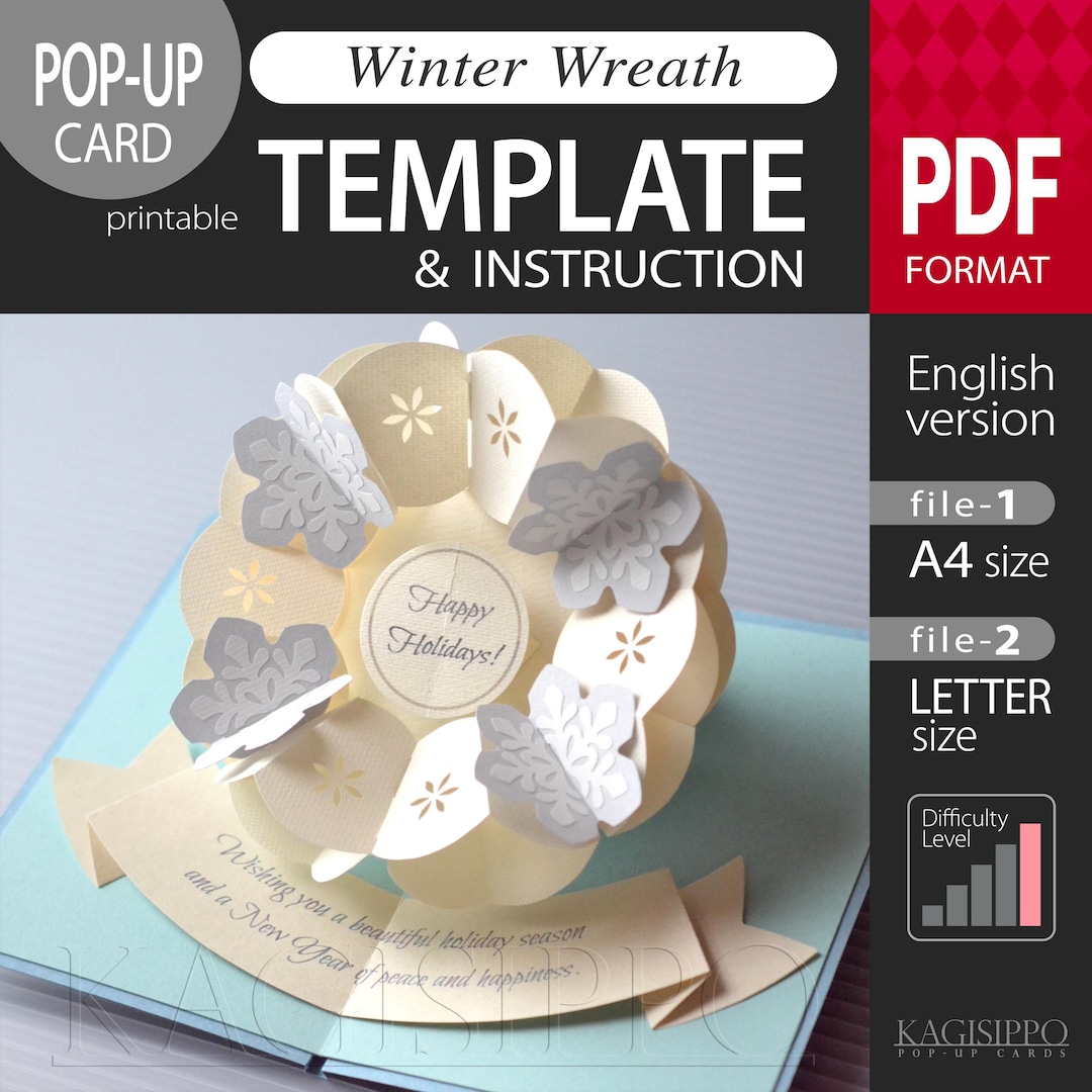 TEMPLATE_ (pdf_digital Download File)_winter Wreath Pop-up Card - Etsy