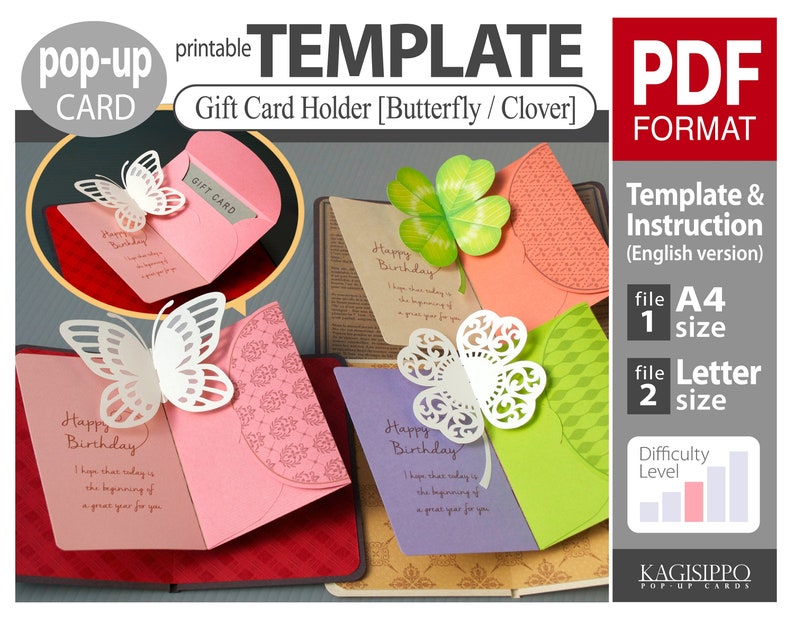 TEMPLATE_ (pdf_digital Download File)_gift Card Holder [butterfly ...