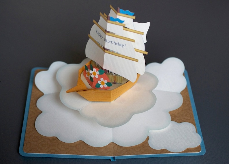 TEMPLATE (pdf_digital Download File)__pop-up Card__[sailing Boat in the ...