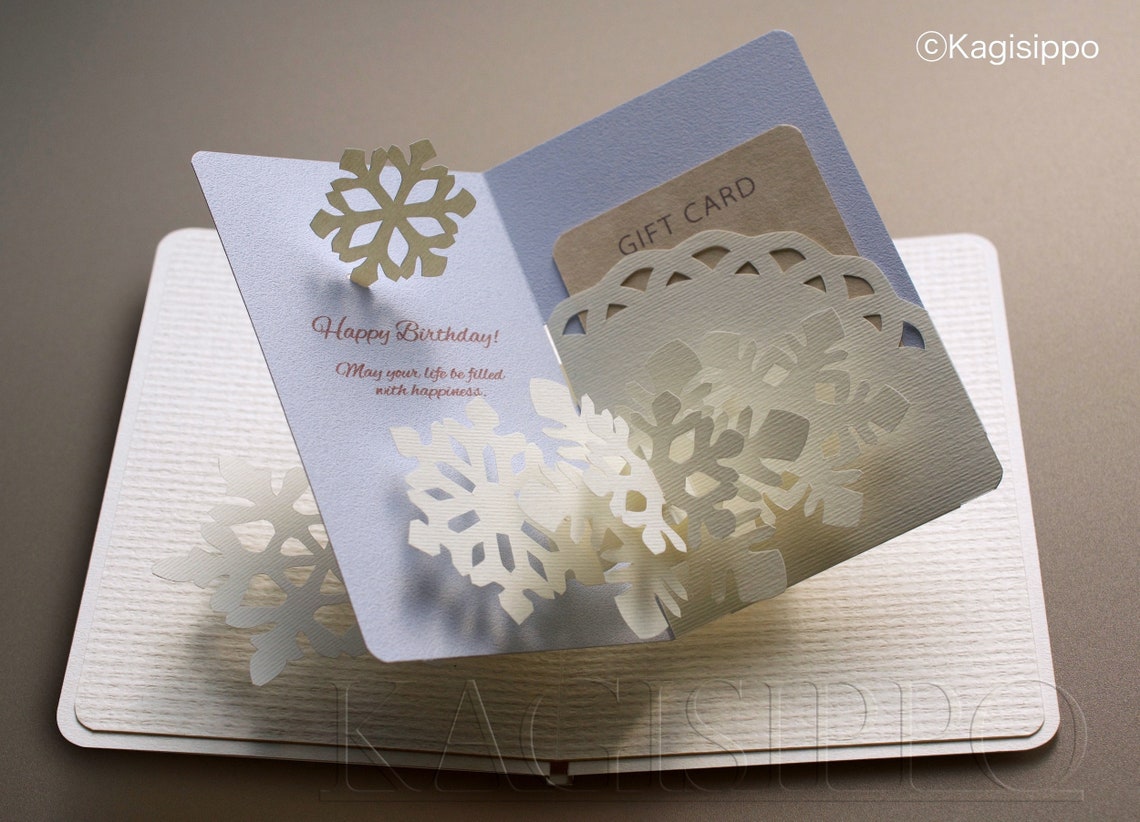 Template__pop-up Card__gift Card Holder snow pdf_digital | Etsy