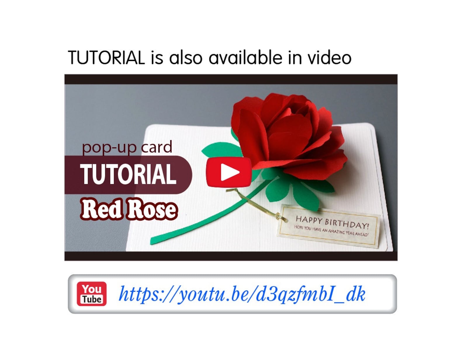 Template_pop-up Card_red Rose pdf_digital Download File - Etsy