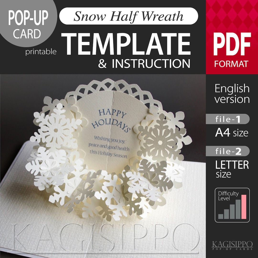 TEMPLATE_ (pdf_digital Download File)_snow Half Wreath Pop-up Card - Etsy