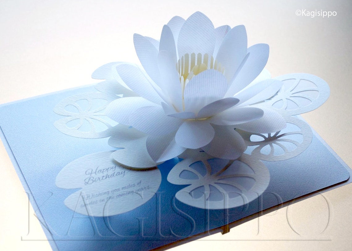 TEMPLATE__pop-up card__Water lily PDF_digital download | Etsy