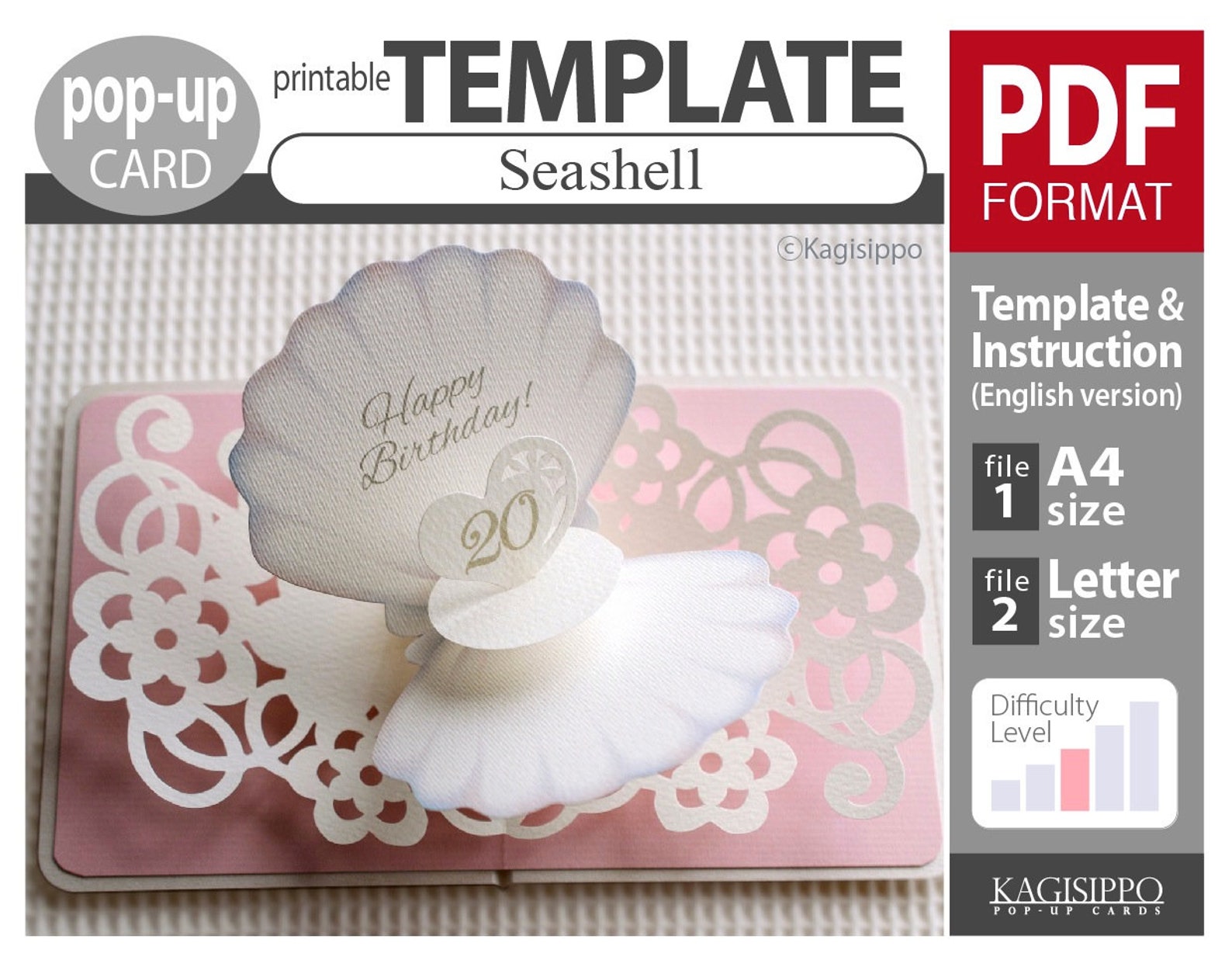 Pattern__pop-up Card__seashell pdf_digital Download File - Etsy