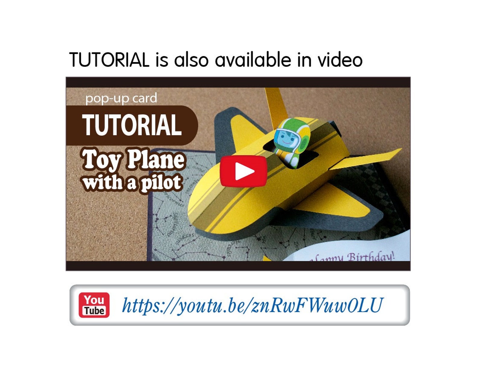 Template_(pop-up Card) _toy Plane With a Pilot _ (pdf_digital Down Load ...