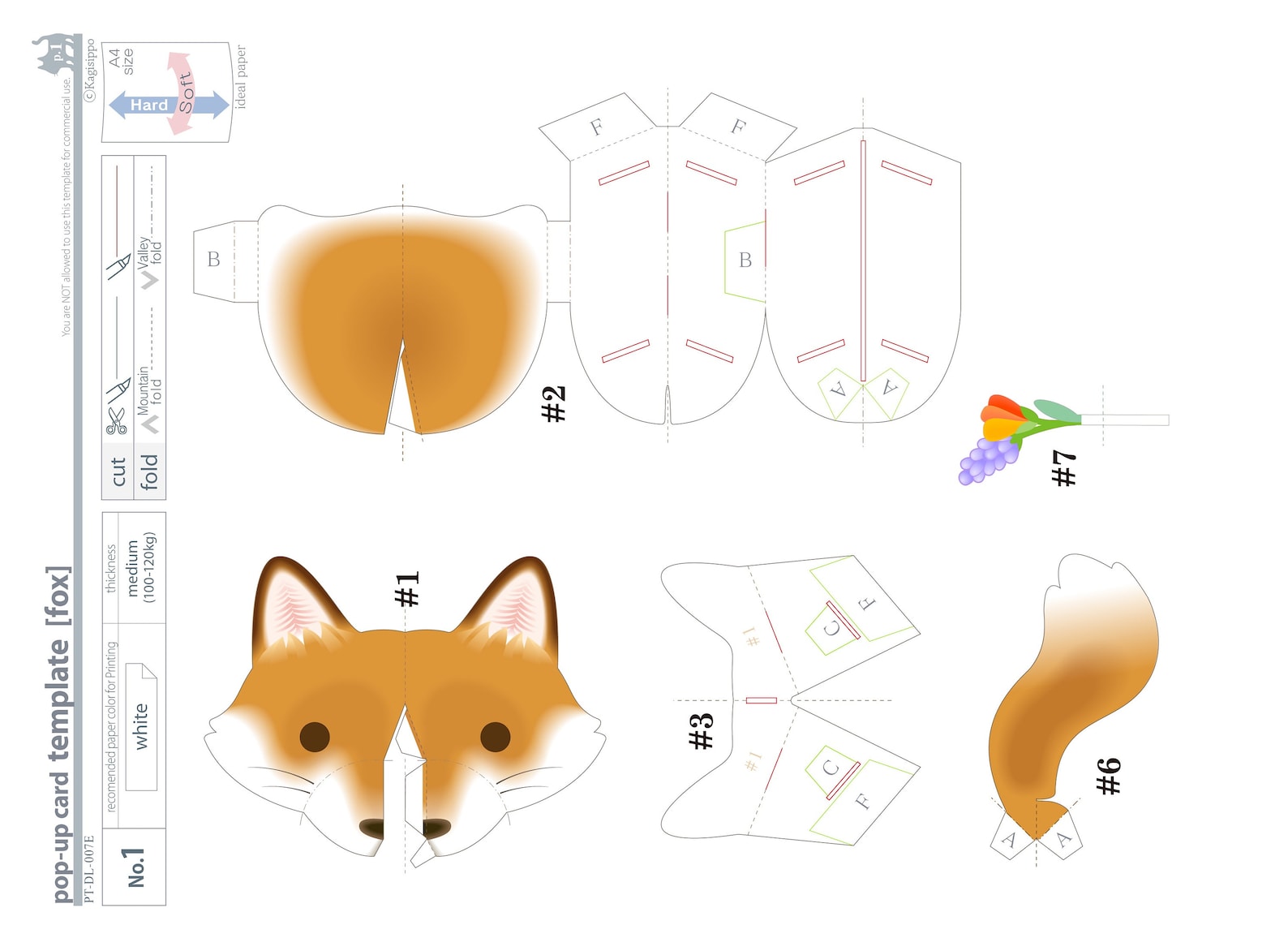 Template__pop-up Card__[fox] (pdf_digital Download File) - Etsy