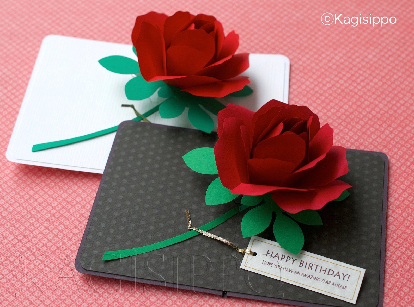 Template_pop-up Card_red Rose pdf_digital Download File - Etsy