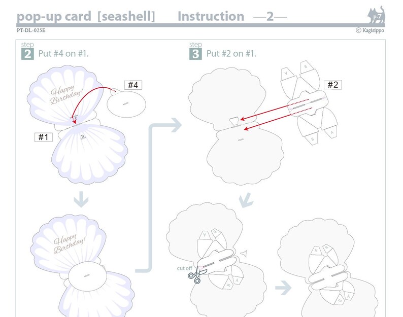 Pattern__pop-up Card__seashell pdf_digital Download File - Etsy