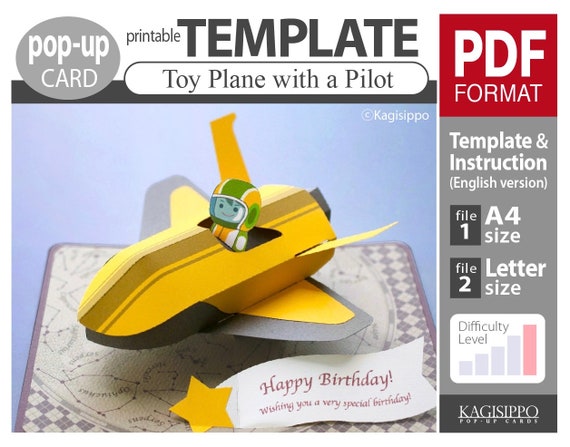 Template_pop-up Card _toy Plane With a Pilot _ pdf_digital - Etsy