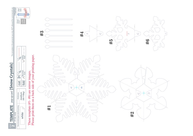 Template__pop-up Card__snow Crystals (pdf_digital Download File) - Etsy