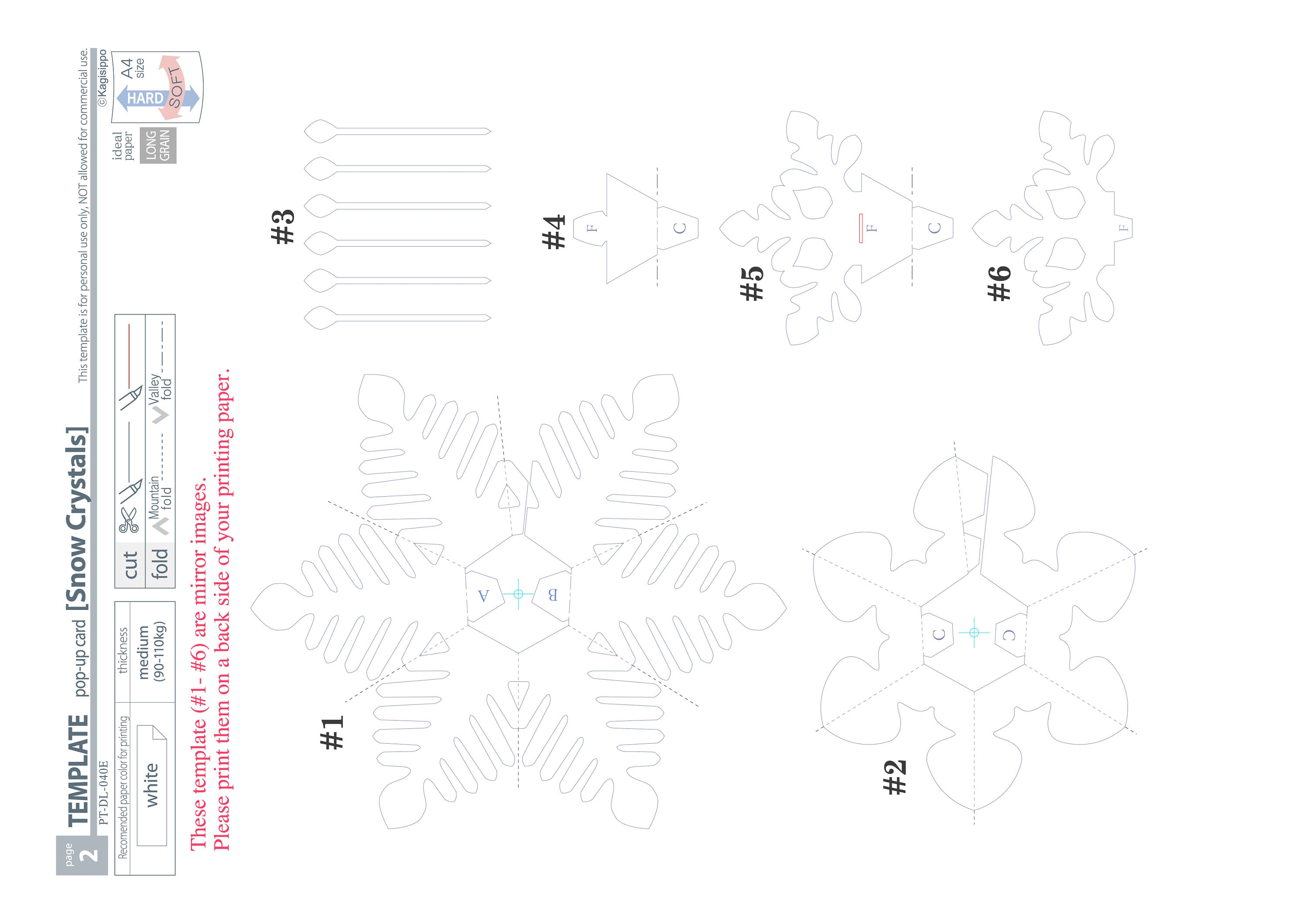 Template__pop-up Card__snow Crystals pdf_digital Download - Etsy Canada