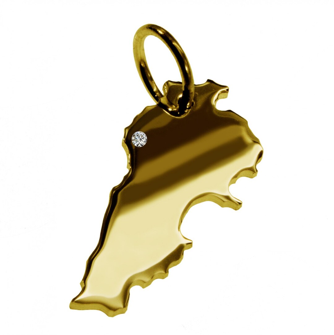 Chain Pendant in the Shape of the Map Lebanon With Brilliant 0.015ct at ...
