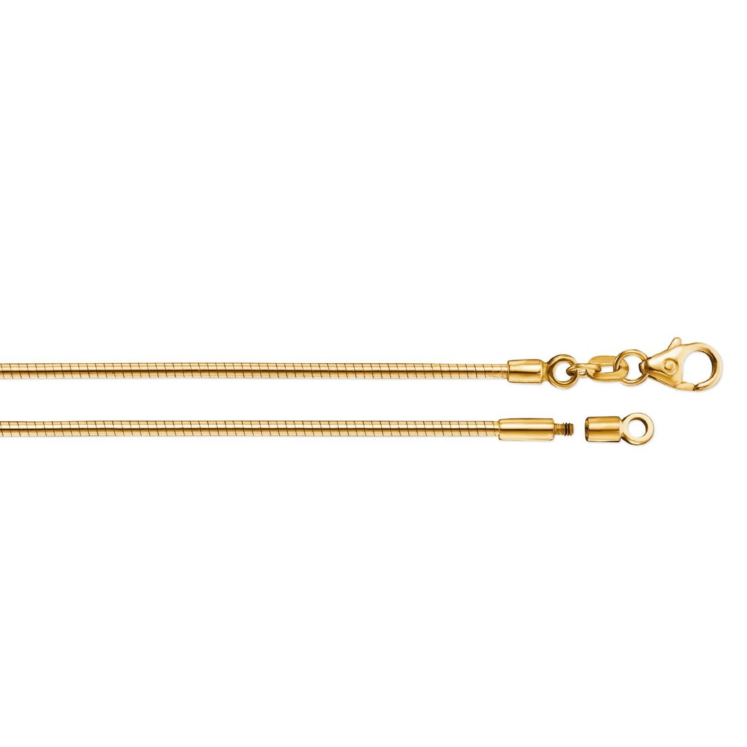 Omega 1.2mm Necklace - 42cm - 585 Yellow Gold With Lobster Clasp - and ...