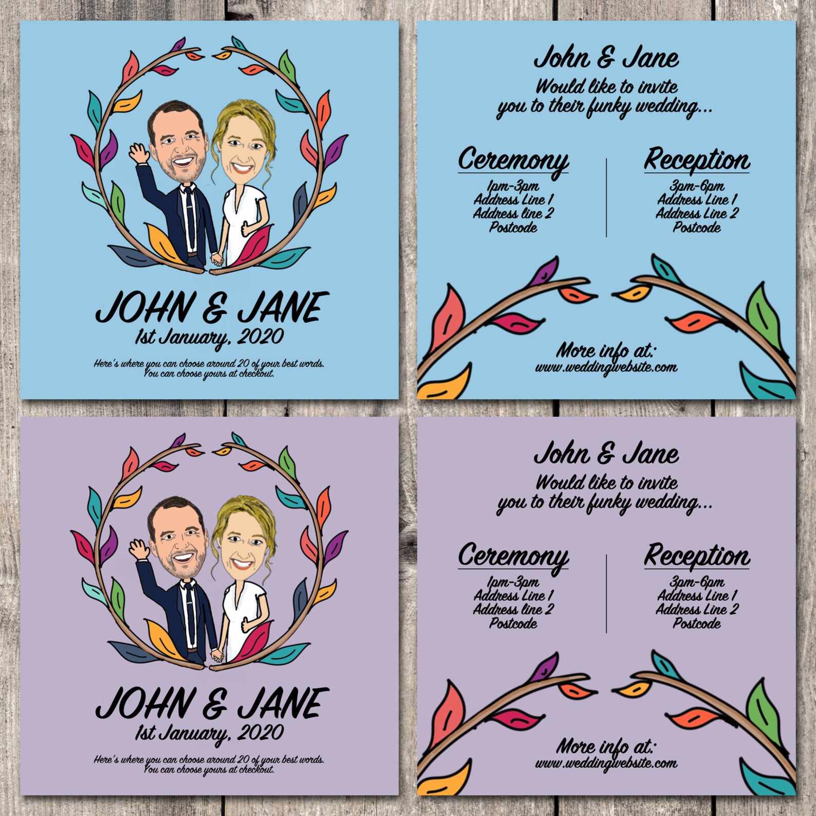 Cartoon Wedding Invitation: Personalised Caricature Invite - Etsy UK