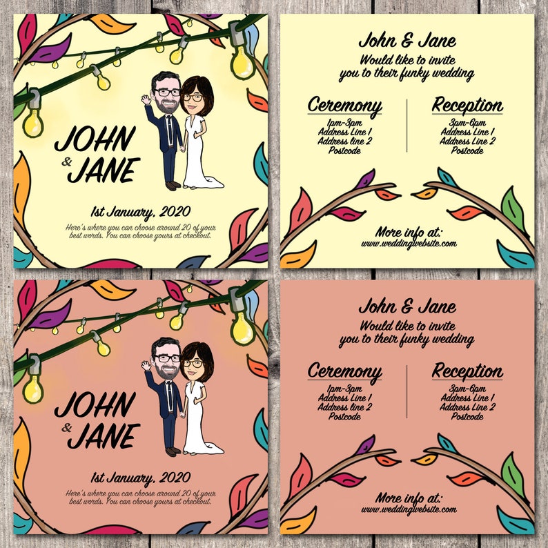 Cartoon Wedding Invitation: Personalised Caricature Invite! - Etsy UK