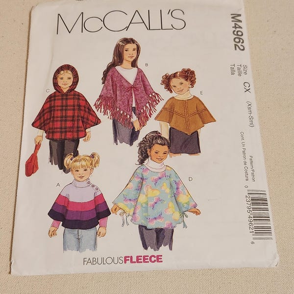 Mccalls Pattern Childs Poncho - Etsy