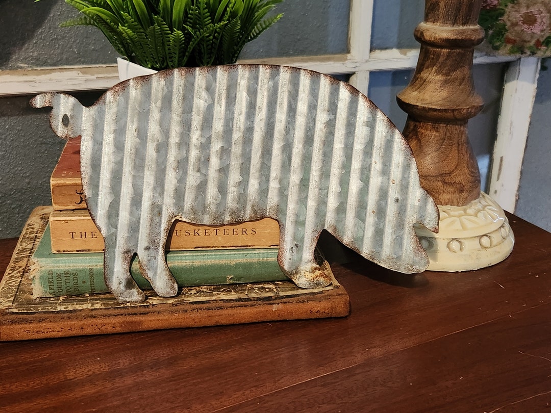 Corugated Tin Pig, Wall Hanging, Farmhouse - Etsy