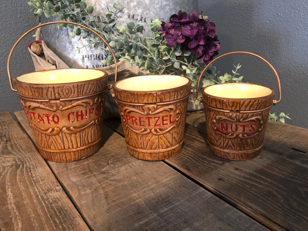 Vintage Chase Ceramic Potato Chips, Pretzels, Nuts Serving Bucket - Etsy