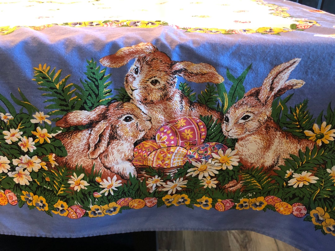 Easter Table Cloth, Cotton, Bunnies - Etsy