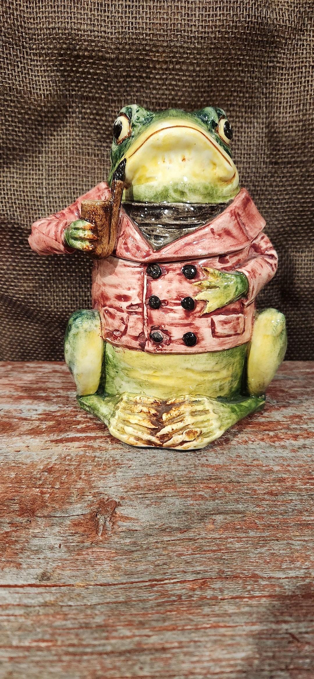 Majolica Frog Smoking a Pipe, Humidor - Etsy