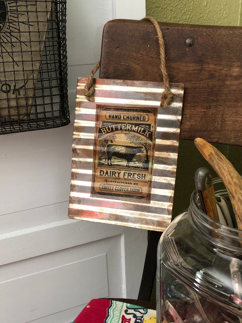 Handmade Farmhouse Hand Churned Buttermilk Dairy Fresh Sign - Etsy